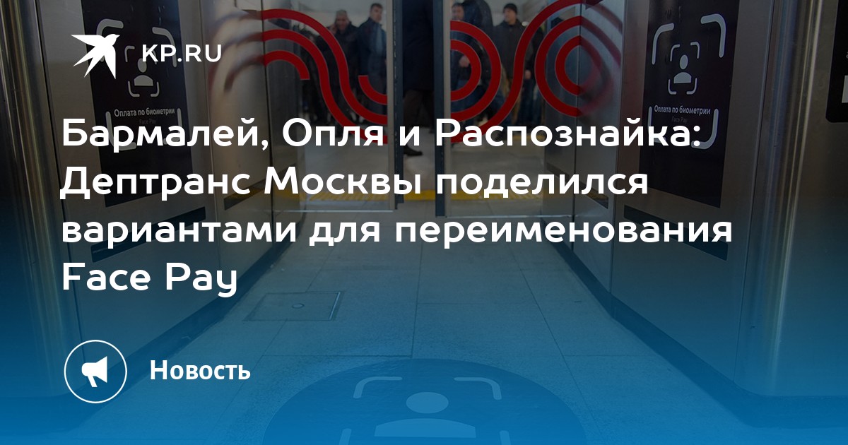 Бармалей, Опля и Распознайка: Дептранс Москвы поделился вариантами для переименования Face Pay ...