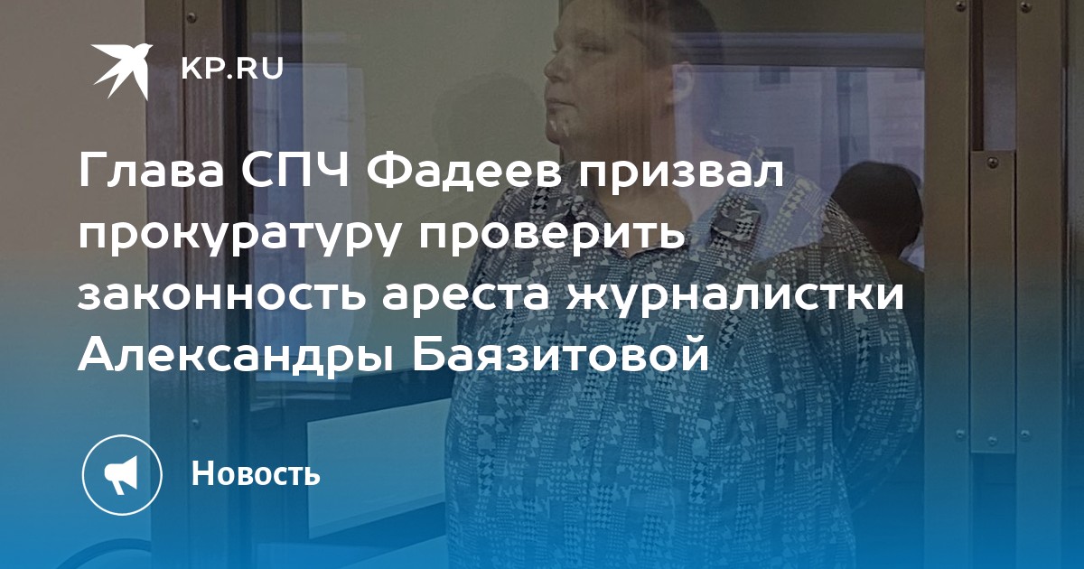 Глава СПЧ Фадеев призвал прокуратуру проверить законность ареста